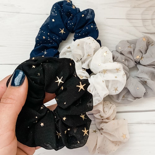 Star Scrunchies Gold Star Scrunchie Chiffon Scrunchie - Etsy