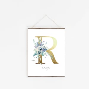 Monogram Name Print Girl Nursery Decor Baby Girl Name Monogram