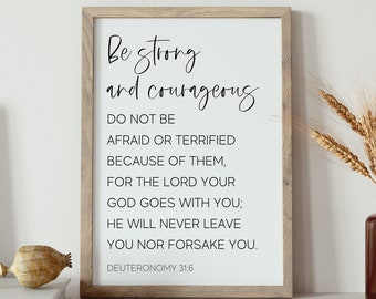 Be Strong and Courageous Printable Art Bible Verse Prints | Etsy