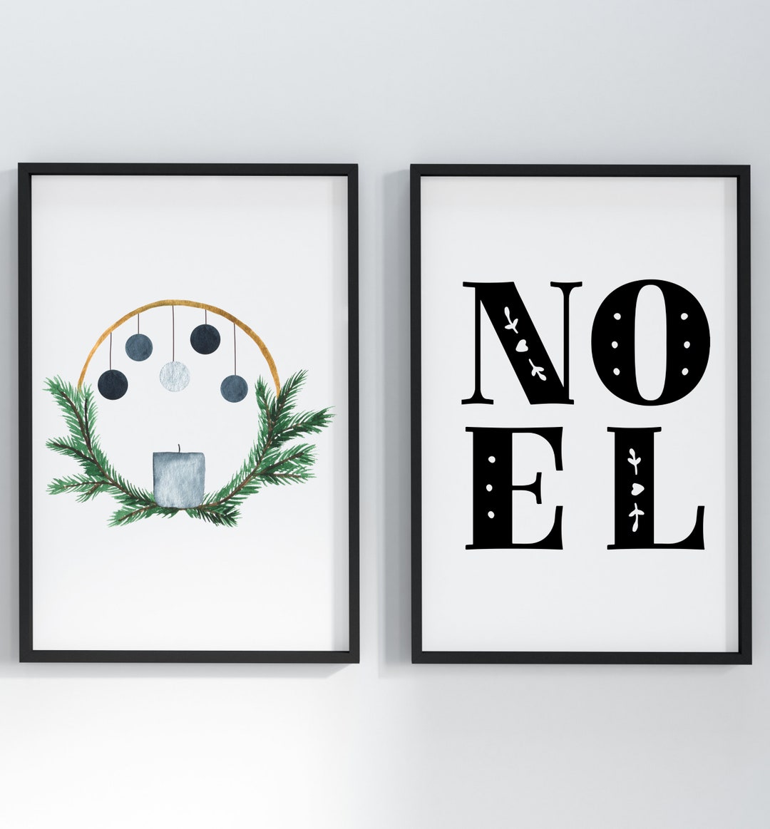 Noel Christmas Wreath Print | Christmas Wall Decor | Christmas Candle ...