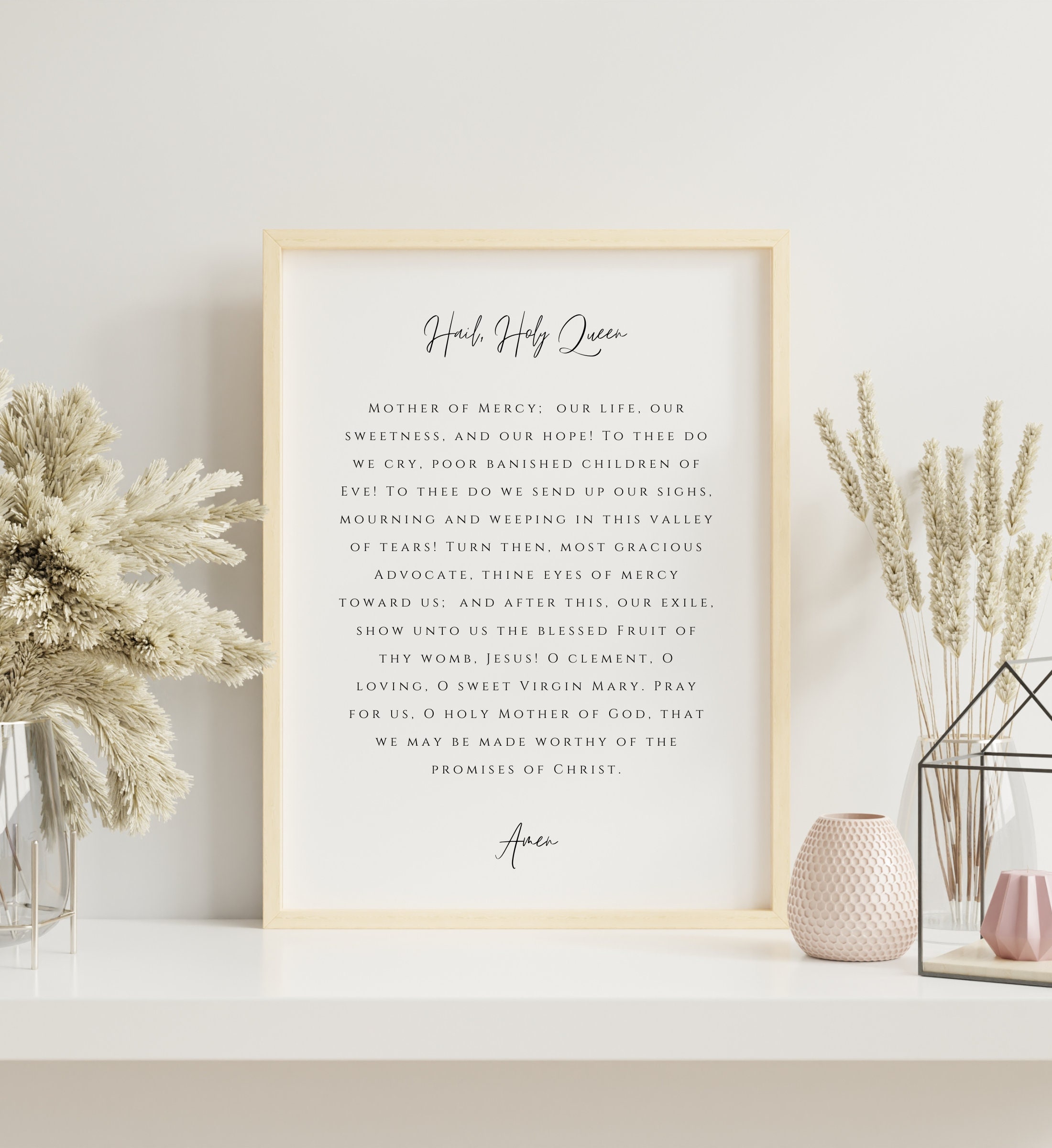 Hail Holy Queen Prayer Printable Wall Art Catholic Prayer - Etsy