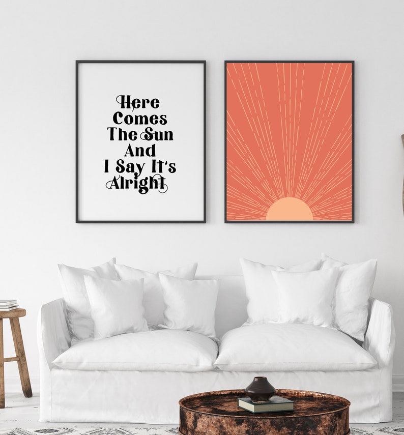 Here Comes the Sun Print Set of 2 Beatles Lyrics Print - Etsy