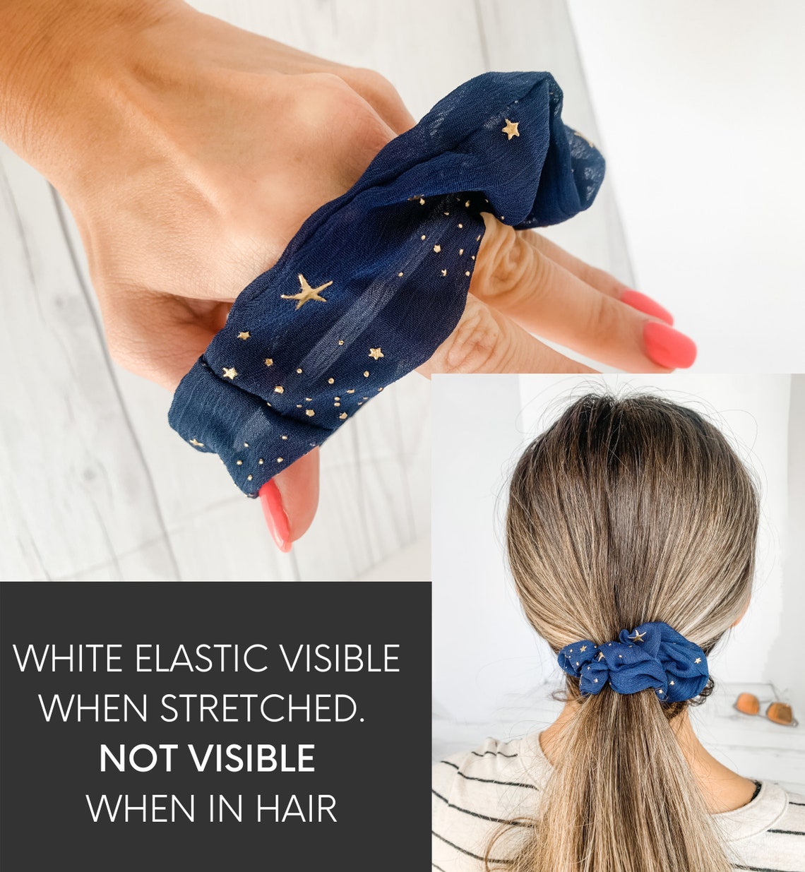 Star Scrunchies Gold Star Scrunchie Chiffon Scrunchie | Etsy