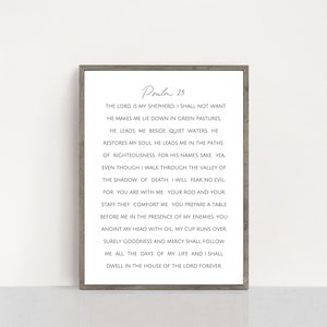 Psalm 23 Print | Printable Bible Verse Art Print | Bible Verse Sign ...