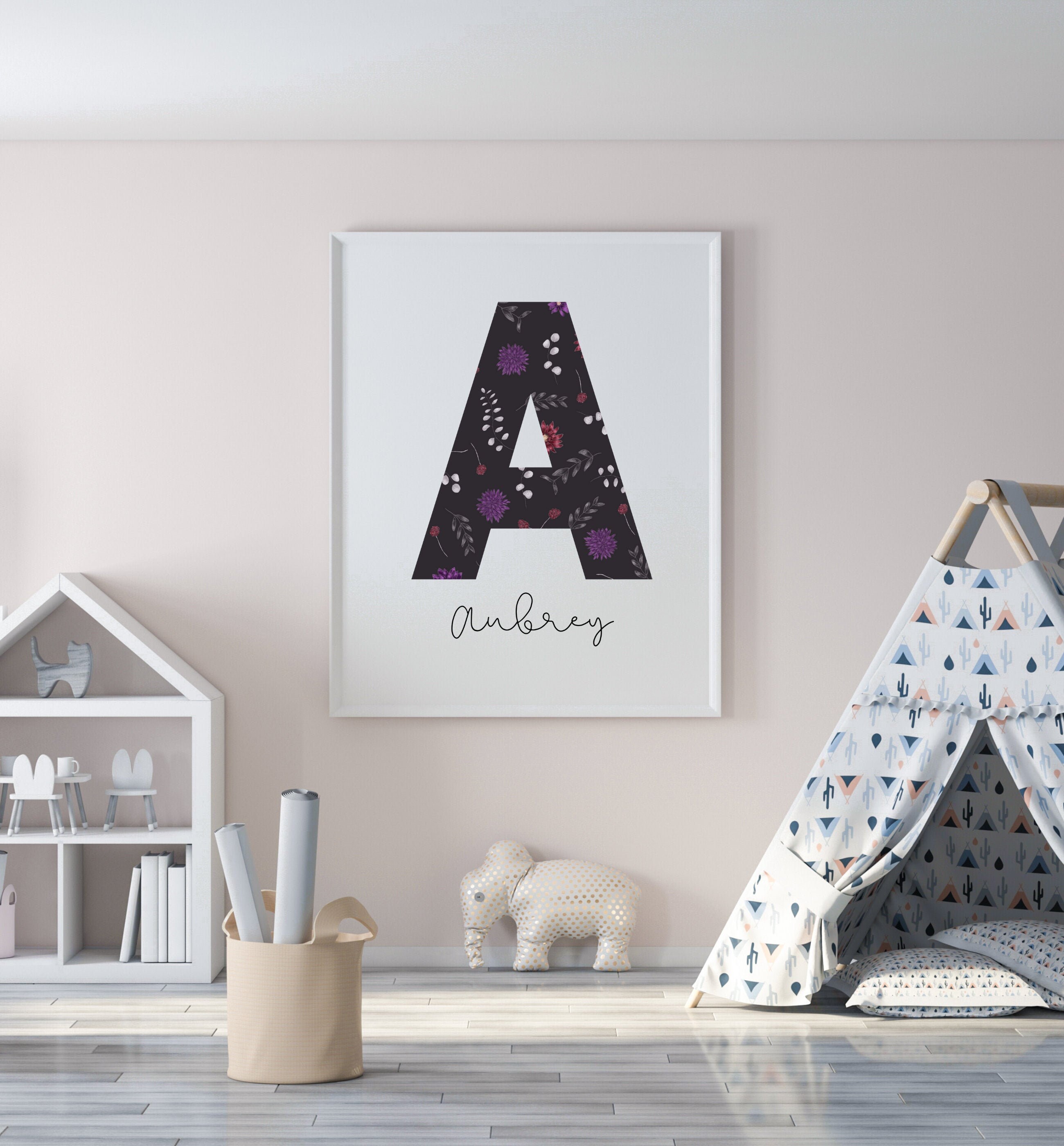 Custom Initial Name Print for Girls Nursery Decor | Baby Girl Name ...