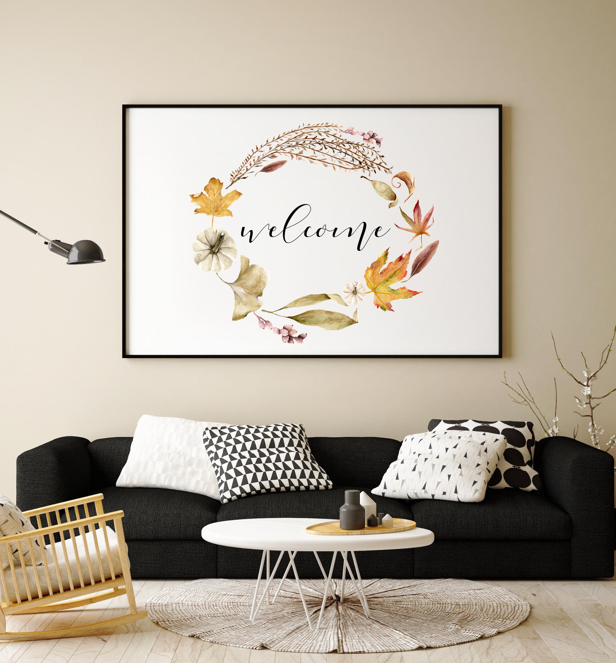 Welcome Fall Print Welcome Sign Fall Wreath Wall Art - Etsy