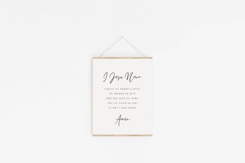 Norwegian Blessing Table Blessing Print I Jesu Navn | Etsy