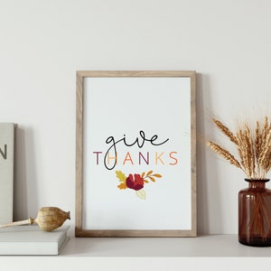 Give Thanks Fall Printable Sign Fall Wall Art Thanksgiving Printable ...