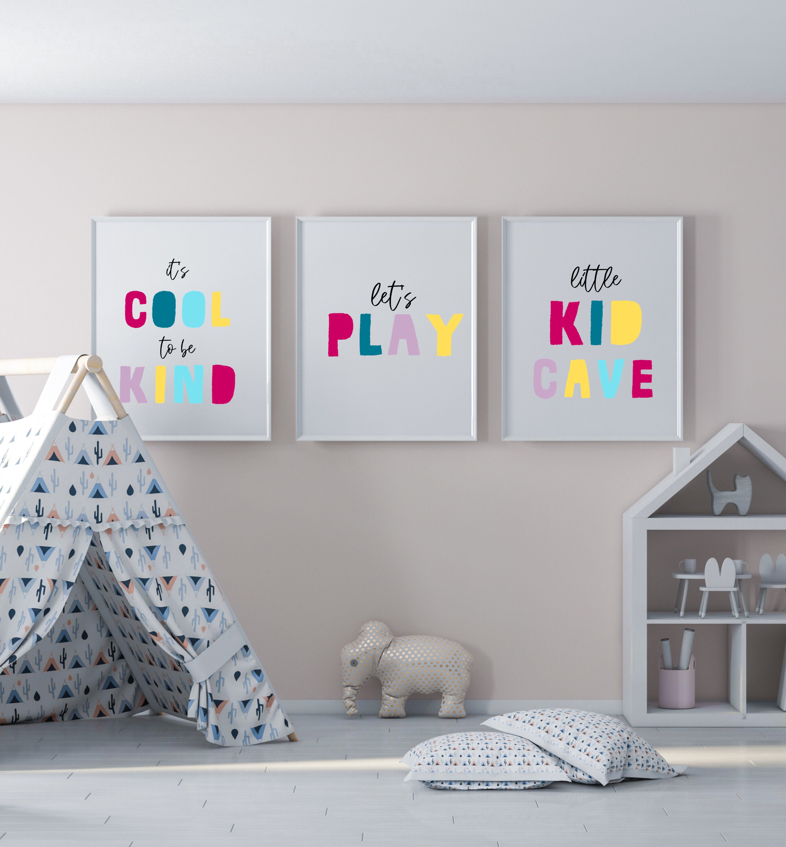 Kids Playroom Wall Art It's Cool to Be Kind Let's | Etsy