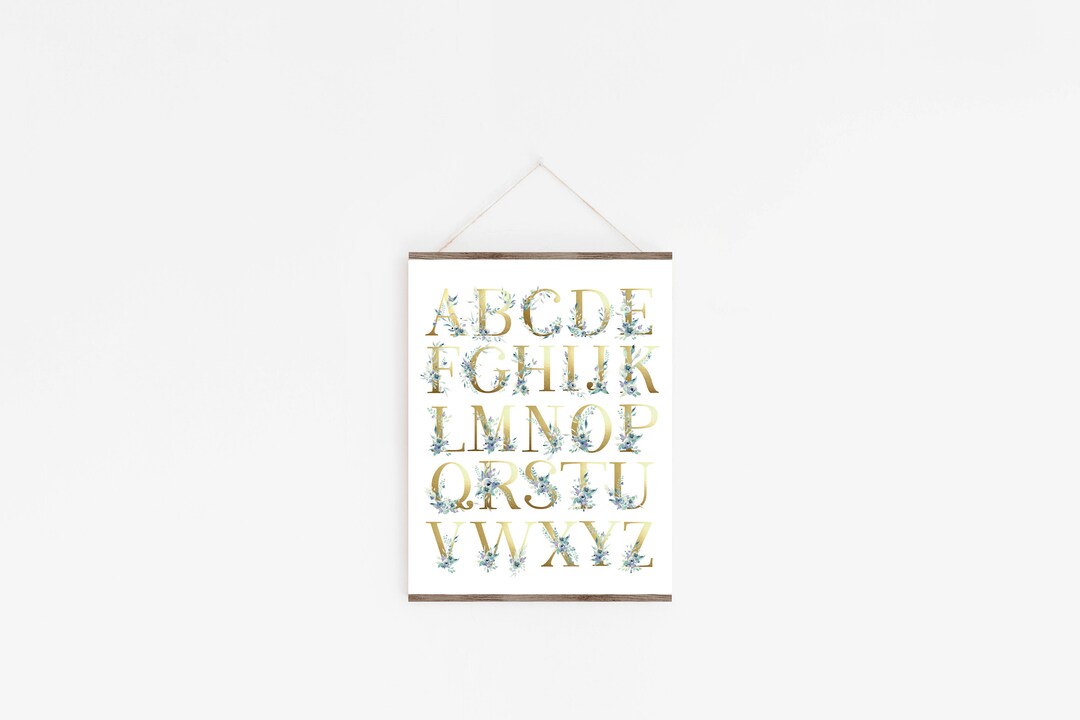 Gold Floral Alphabet Print | Play Room | Nursery Decor | Kids Room ...