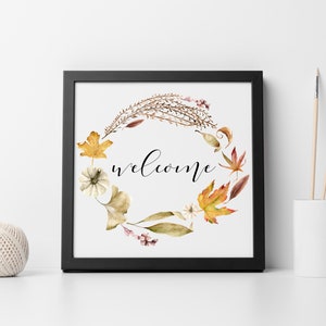Welcome Fall Print | Welcome Sign | Fall Wreath Wall Art | Farmhouse ...
