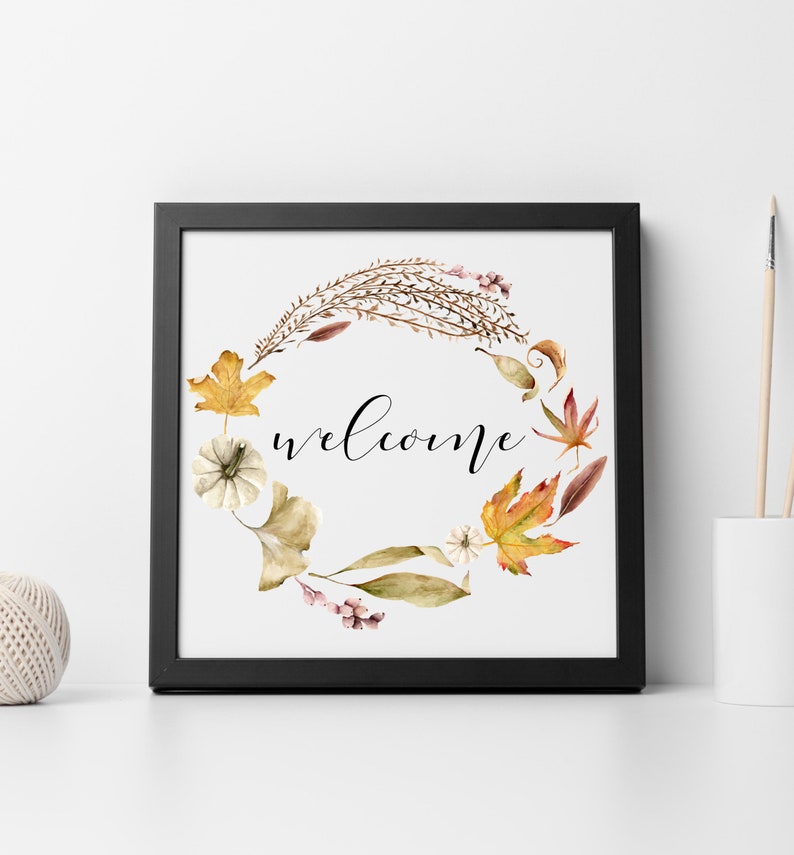 Welcome Fall Print Welcome Sign Fall Wreath Wall Art - Etsy