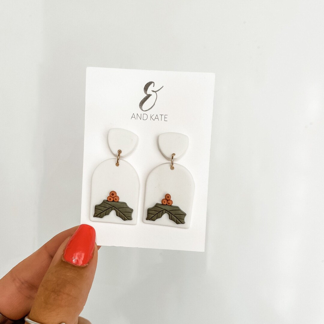 Christmas Dangles Holiday Christmas Holly Drop Earrings Lightweight ...