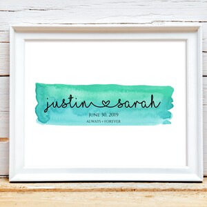 Personalized Print, Custom Couple Names and Date Print, Personalised ...
