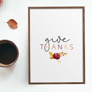 Give Thanks Fall Printable Sign Fall Wall Art Thanksgiving Printable ...