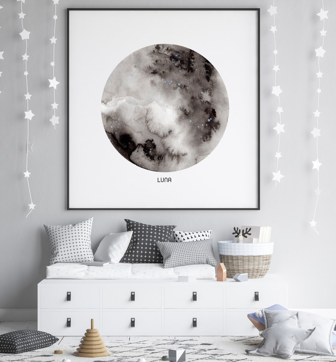 Giant Moon Poster, Luna Moon Art Print, Galaxy Nebula Star Super Moon ...