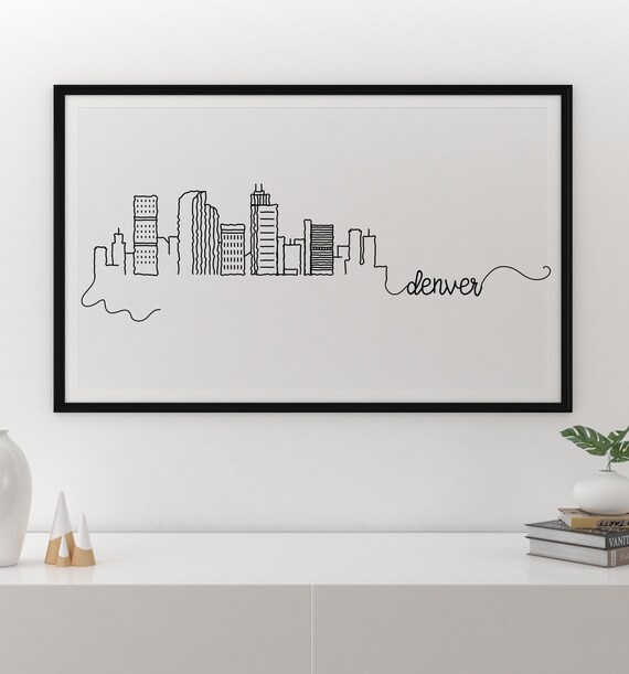 Skyline Of Downtown Denver Drawings Denver,Colorado Skyline Poster