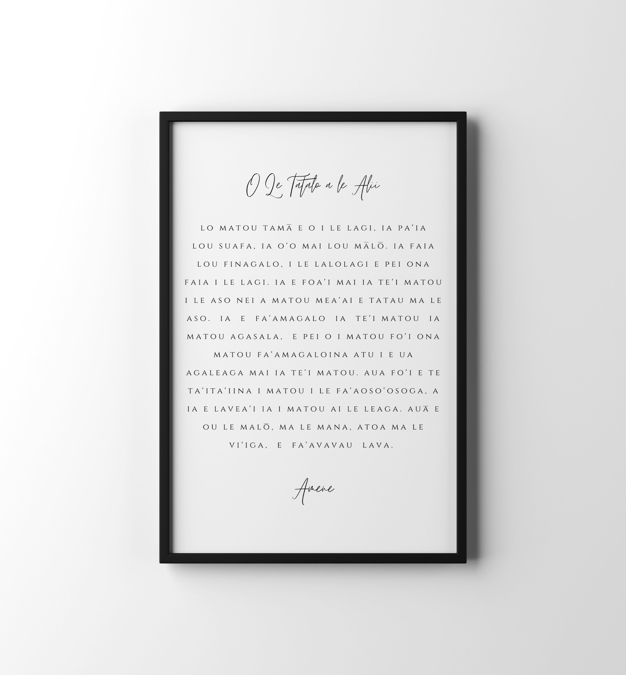 Tatalo a Le Alii the Lord's Prayer in Samoan Our Father - Etsy