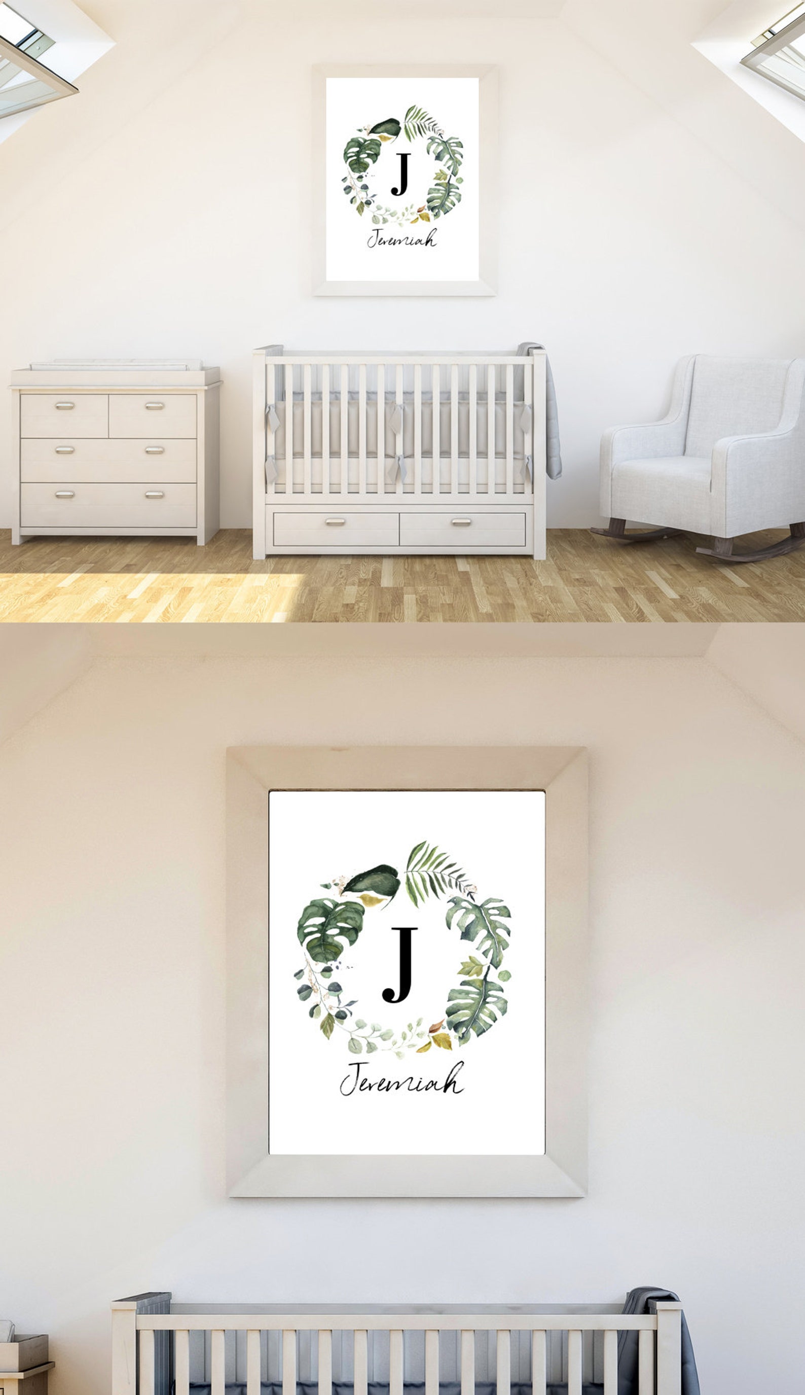 Custom Monogram Print Boy Monogram Print Tropical Wreath - Etsy