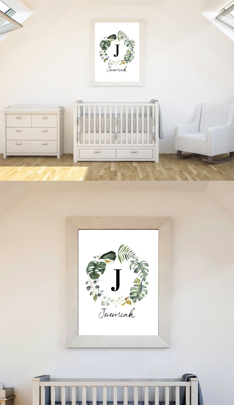 Custom Monogram Print Boy Monogram Print Tropical Wreath - Etsy