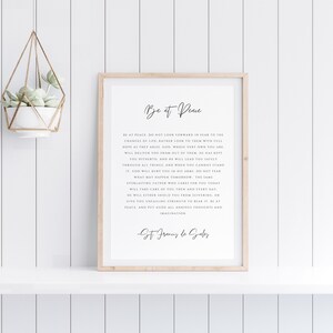 Be at Peace Prayer Print - St Francis De Sales Quote - Catholic Wall ...