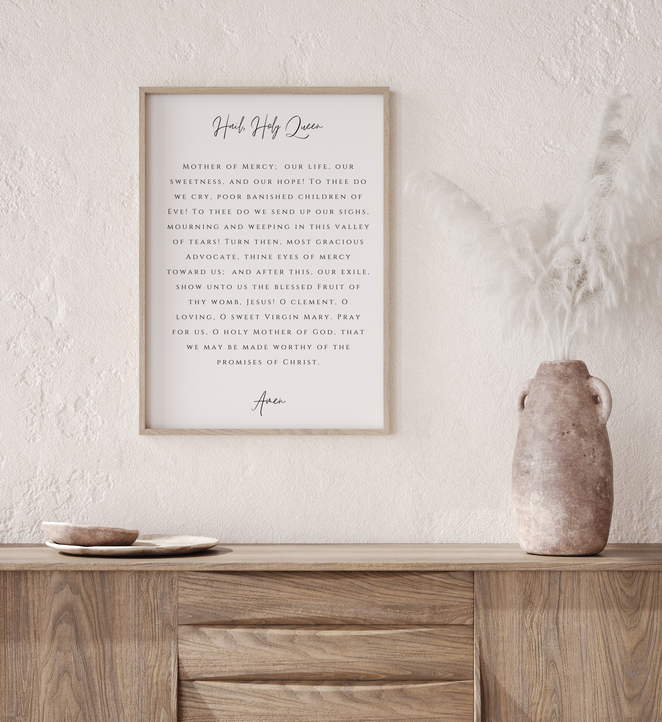 Hail Holy Queen Prayer Printable Wall Art Catholic Prayer - Etsy