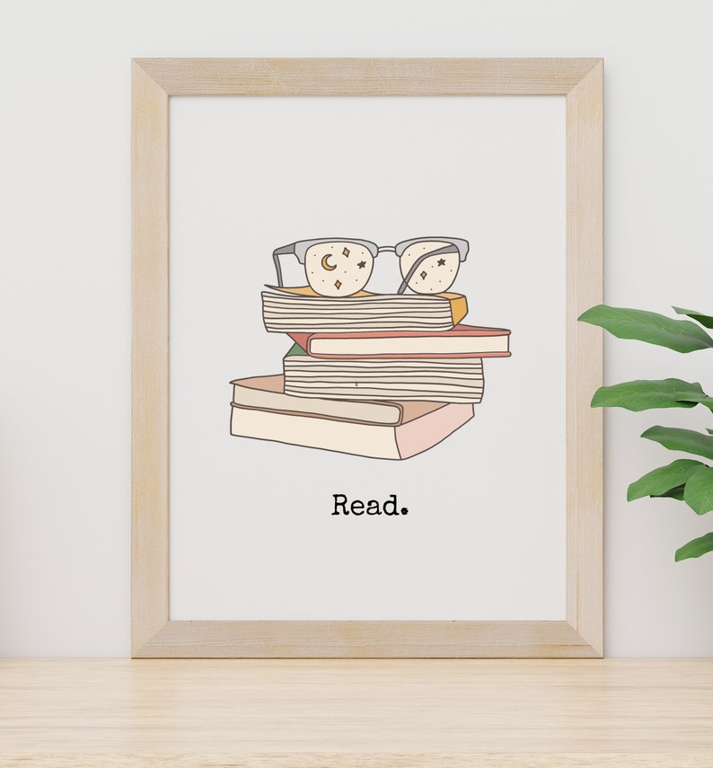 Book Stack Print Printable Wall Art Stack of Books | Etsy