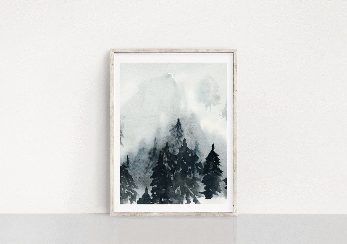 Watercolor Art Evergreen Tree Print Watercolor Painting - Etsy