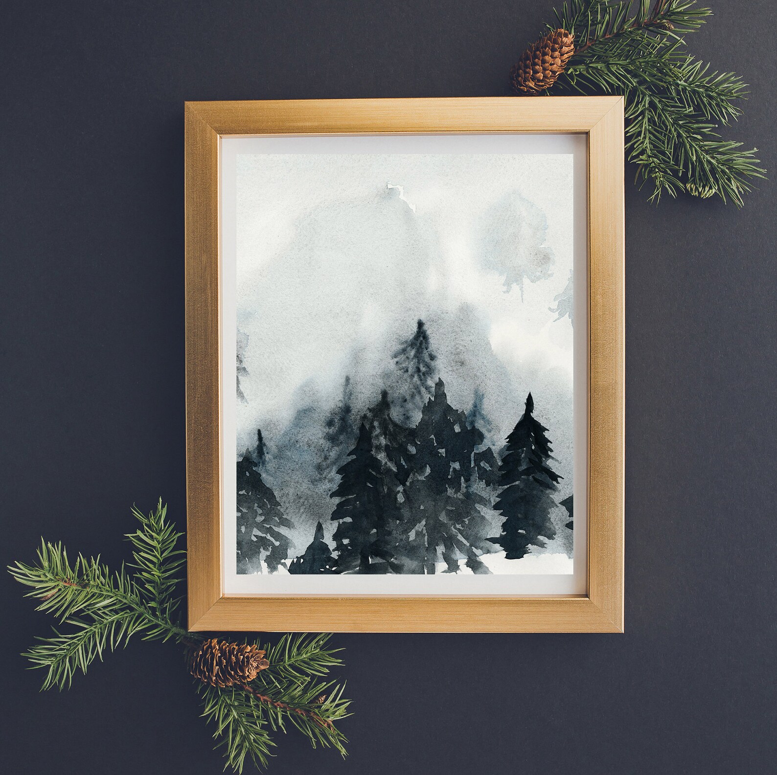 Watercolor Art Evergreen Tree Print Watercolor Painting - Etsy