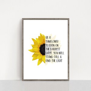 Be a Sunflower Sign | Printable Wall Art | Sunflower Decor | Positivity ...
