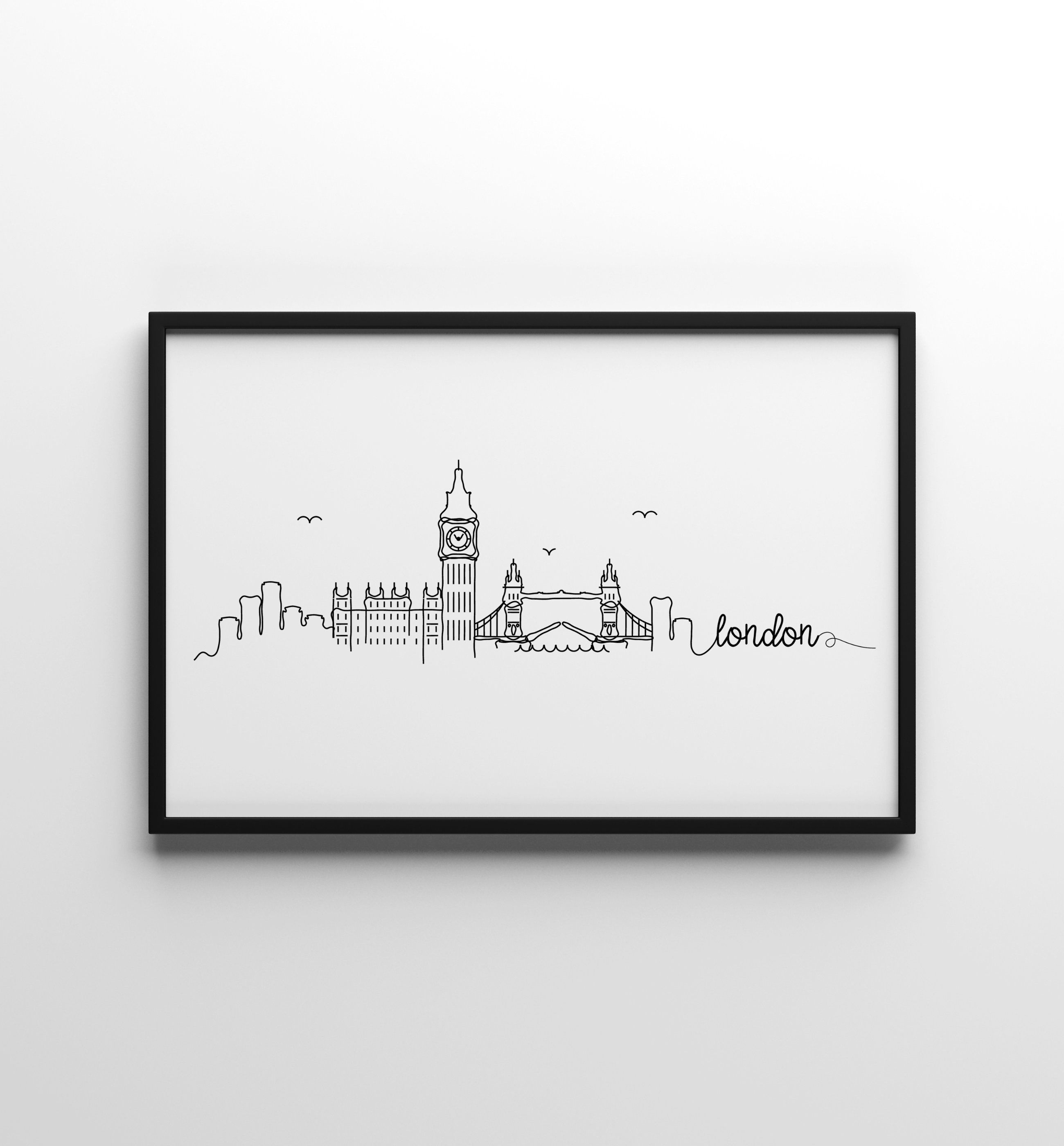 London England Skyline Printable Poster City Skyline Art | Etsy