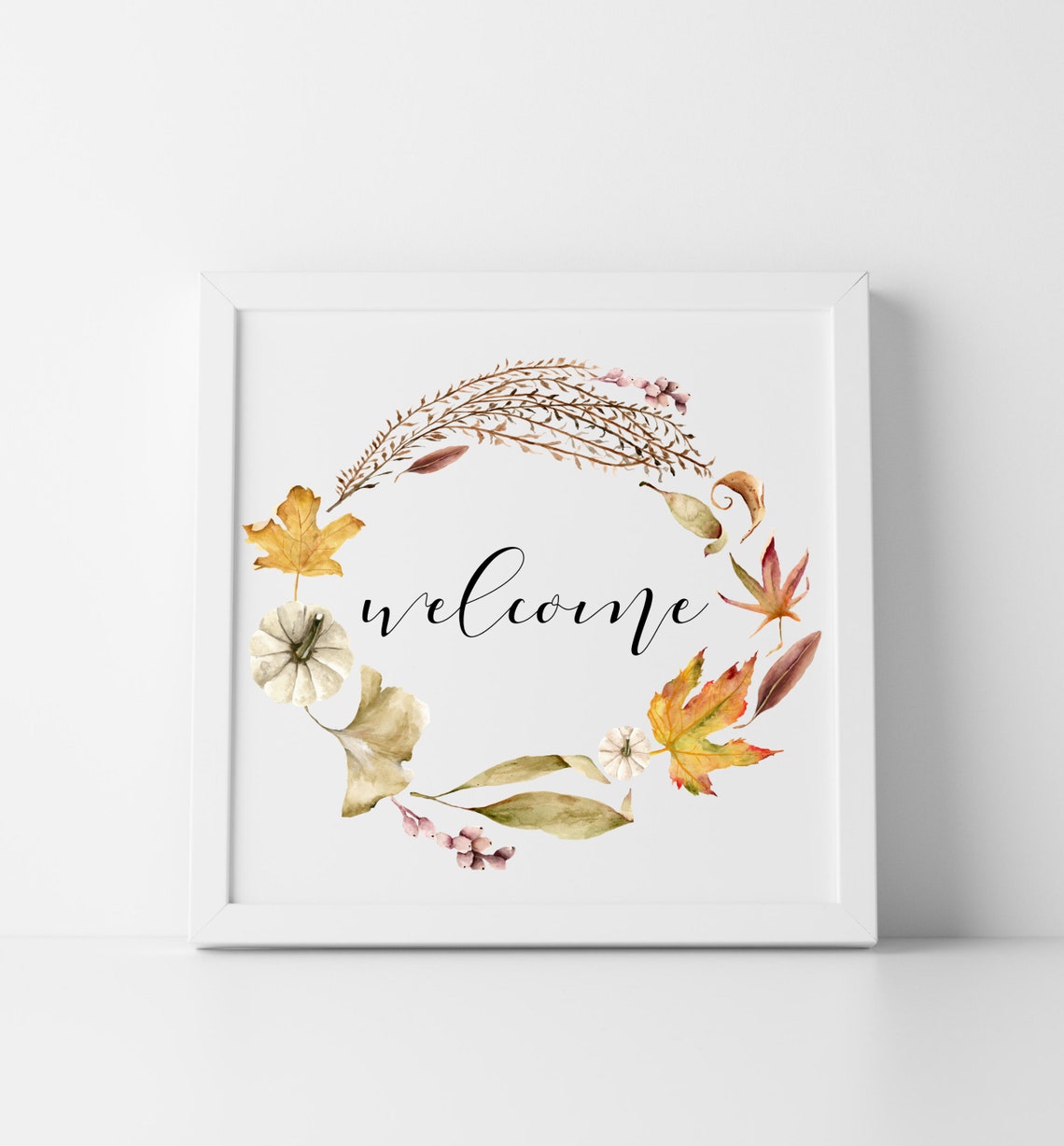 Welcome Fall Print Welcome Sign Fall Wreath Wall Art - Etsy