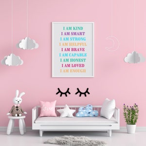 Affirmations for Kids Rainbow Print | I Am Kind Smart Loved ...