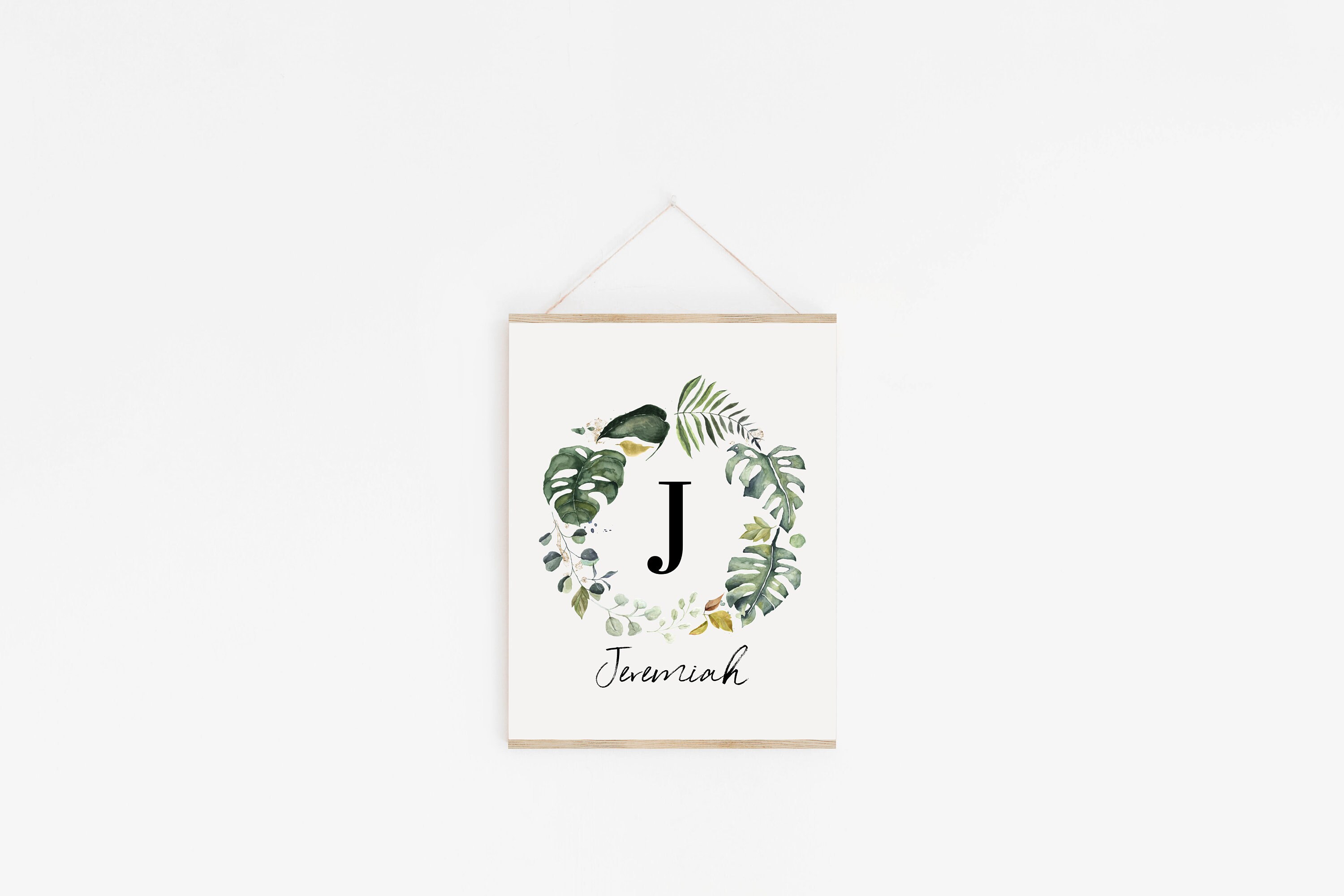 Custom Monogram Print Boy Monogram Print Tropical Wreath | Etsy