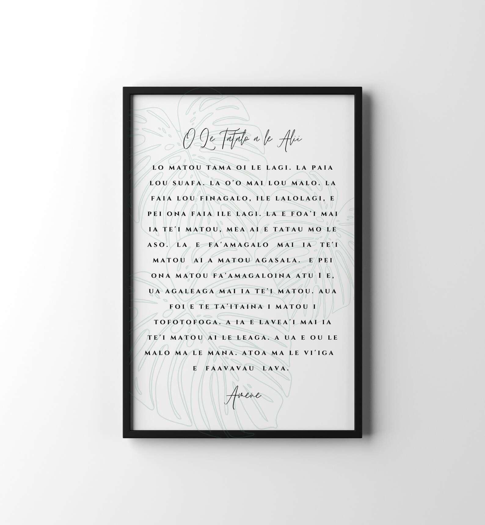 Tatalo a le Alii The Lord's Prayer in Samoan Our Father | Etsy