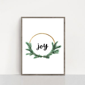 Joy Printable | Christmas Printable | Digital Download | Joy Wreath ...