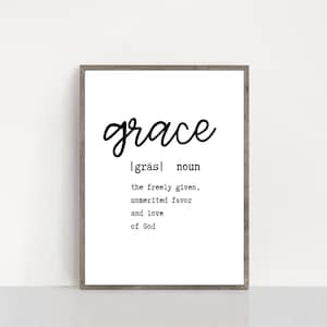 Grace Definition Print | Printable Wall Art | Minimal Print | Grace ...