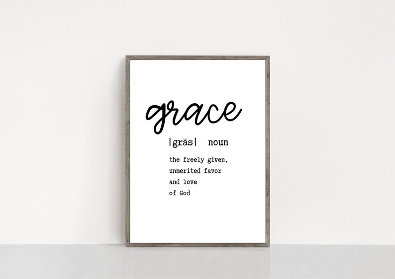 Grace Definition Print Printable Wall Art Minimal Print - Etsy