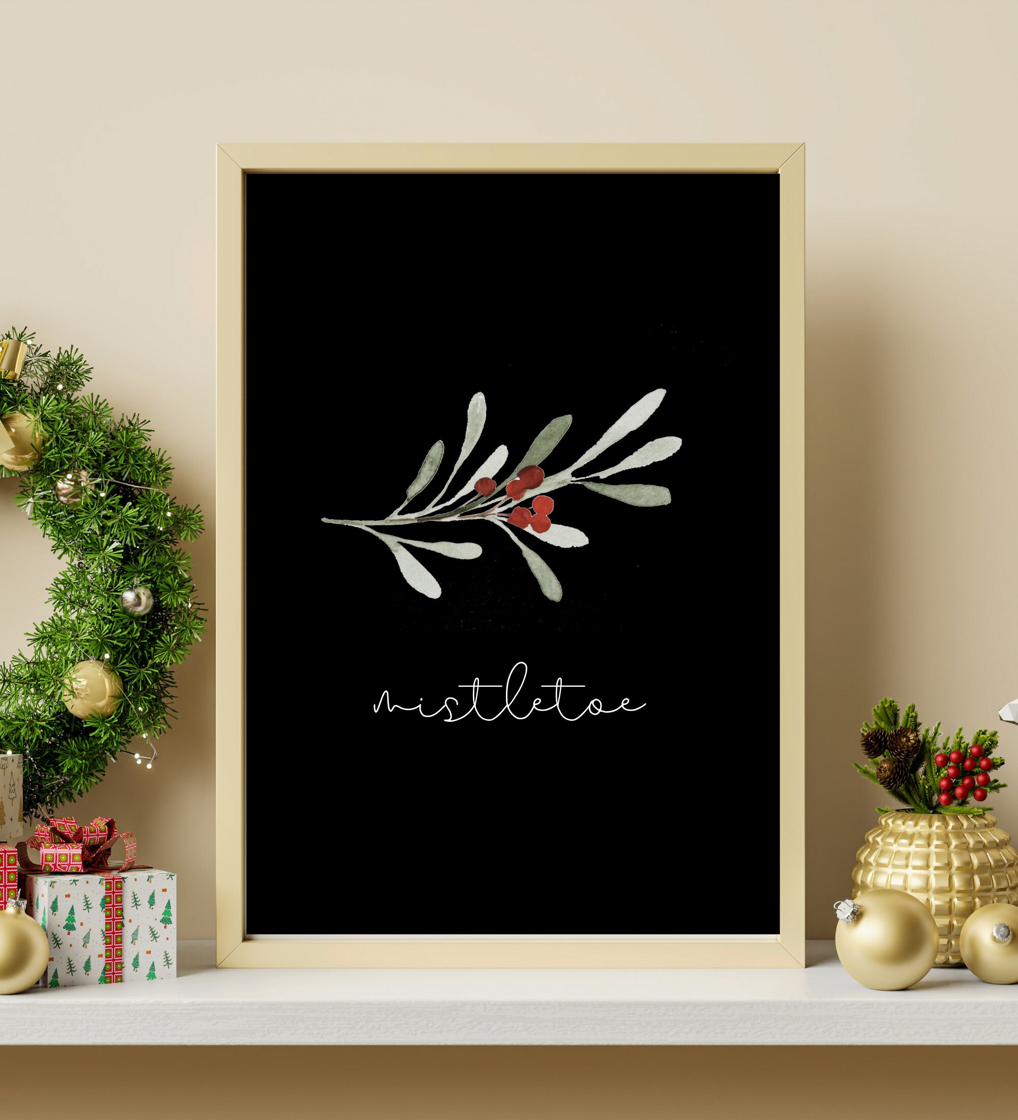 Mistletoe Poster Christmas Wall Art Christmas Home Decor - Etsy