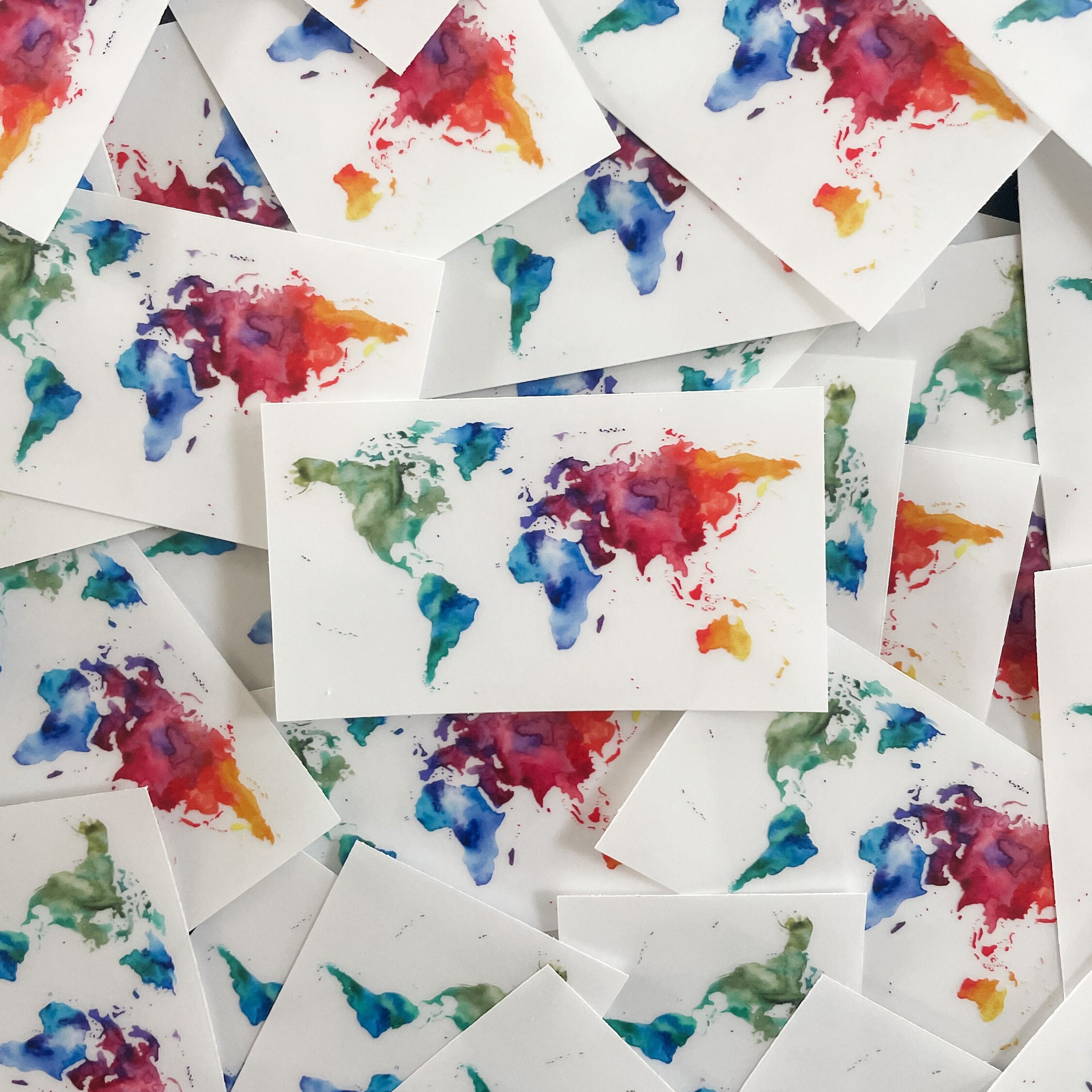 Clear World Map Stickers – Travel Sticker Decals for Journal, Scrapbook ...