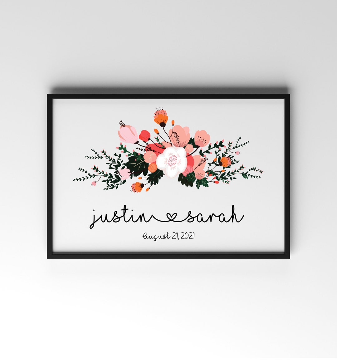 Personalized Print, Custom Couple Names and Date Print, Personalised ...