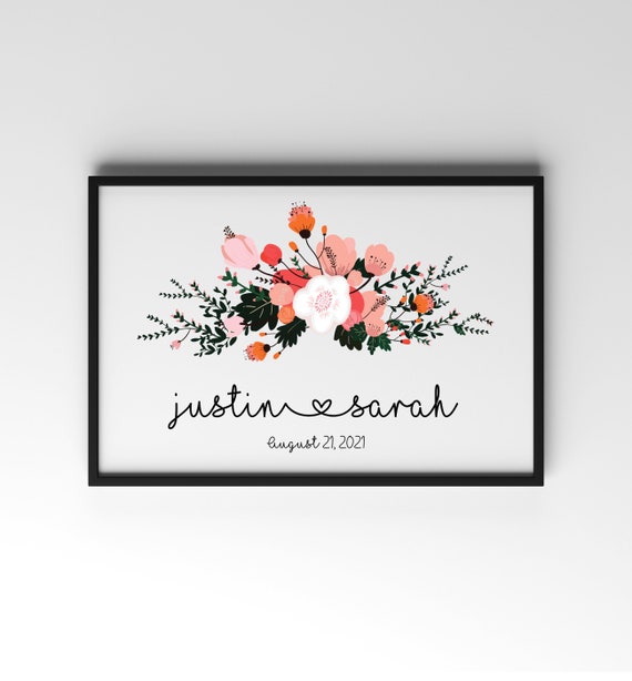 Personalized Print Custom Couple Names and Date Print - Etsy