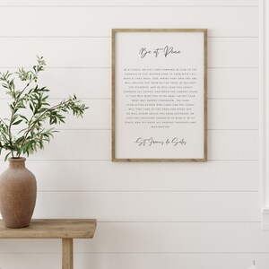 Be at Peace Prayer Print - St Francis De Sales Quote - Catholic Wall ...
