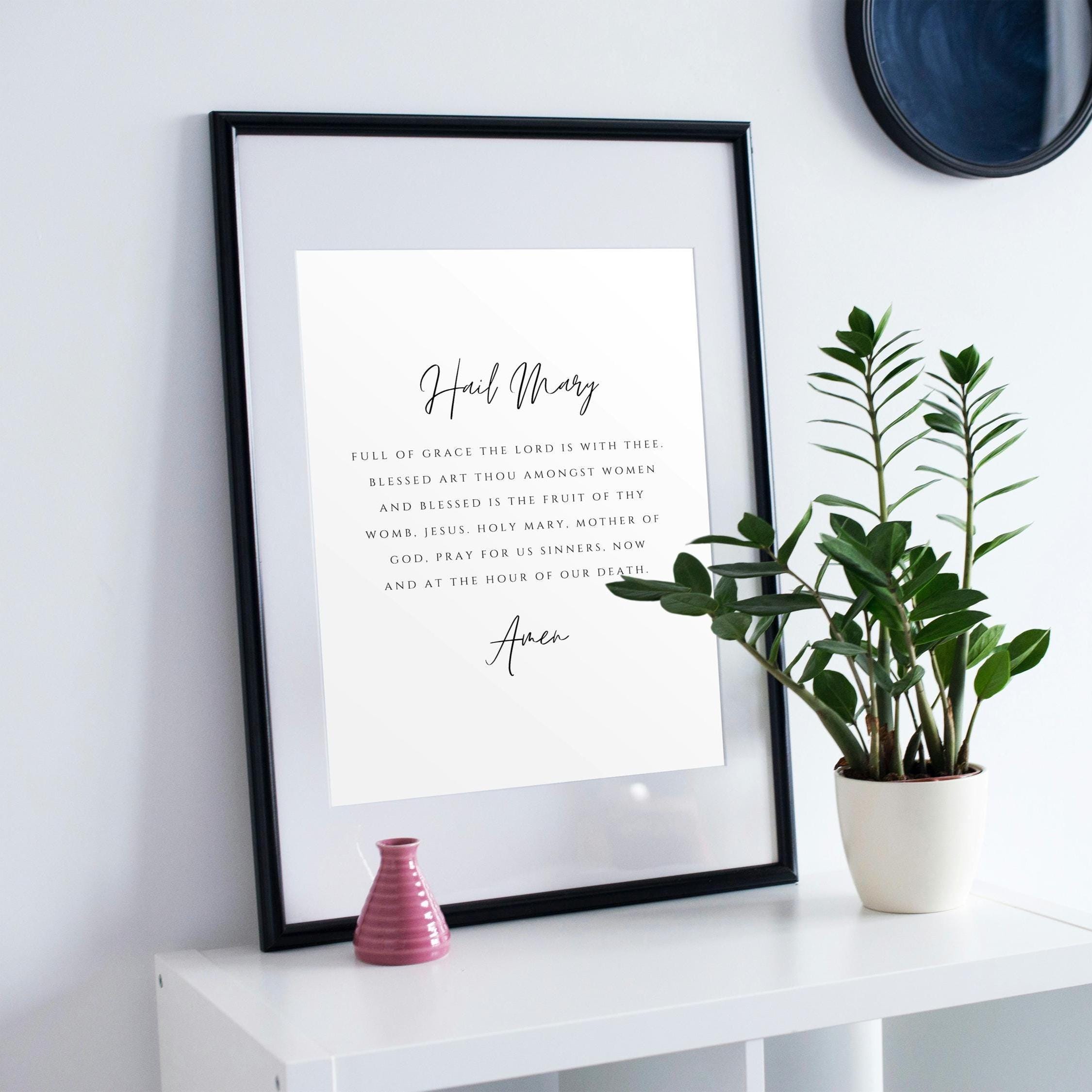 Hail Mary Prayer Poster, Catholic Wall Art Print, Minimalist Christian ...