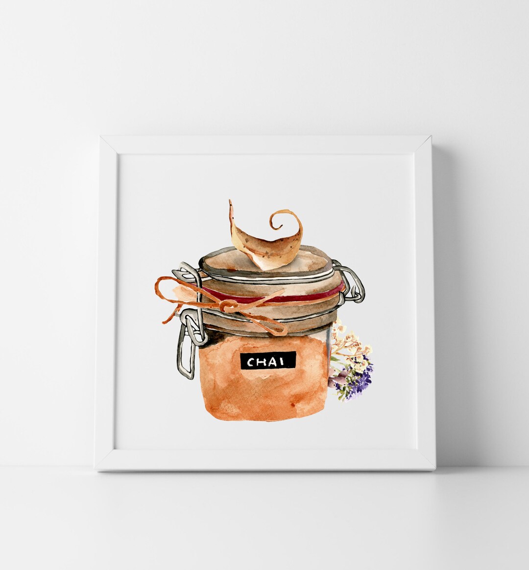 Chai Watercolor Print | Kitchen Wall Decor | Farmhouse Decor | Fall ...