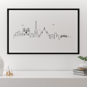 Paris Skyline Print | Paris Silhouette Art Print | Cityscape Print ...