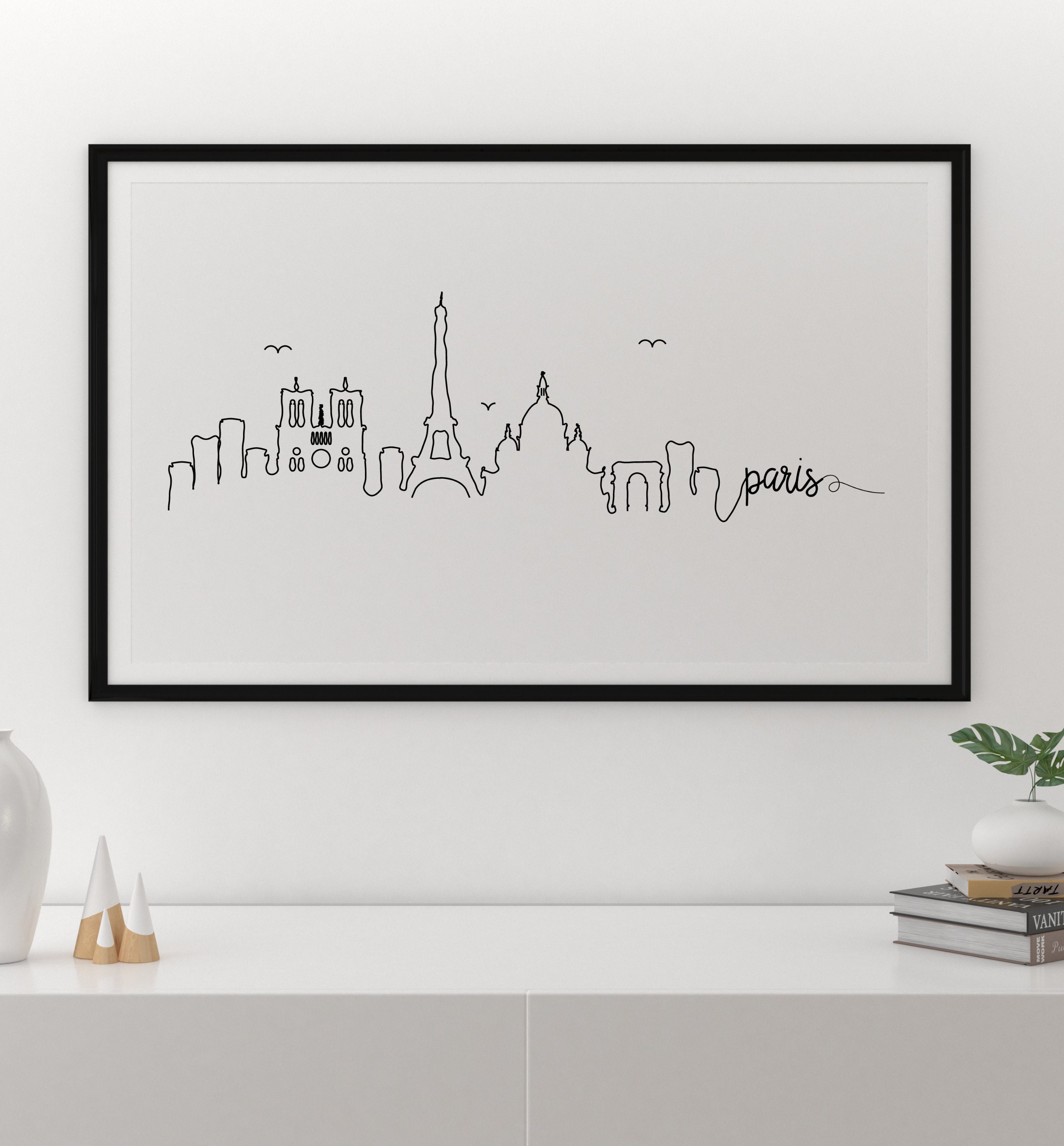 Paris Skyline Print Paris Silhouette Art Print Cityscape - Etsy