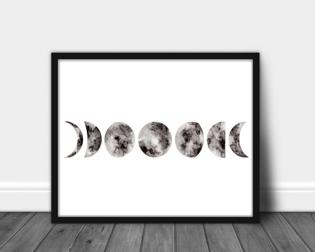 Phases of the Moon Watercolor Printable | Bedroom Wall Decor | Living ...