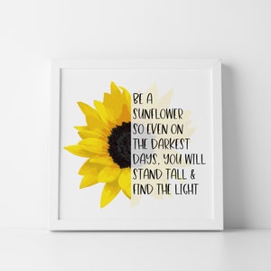 Be a Sunflower Sign | Printable Wall Art | Sunflower Decor | Positivity ...