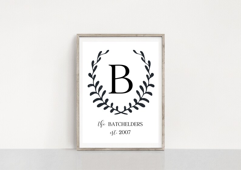 Last Name Monogram Print Established Sign Family Name - Etsy